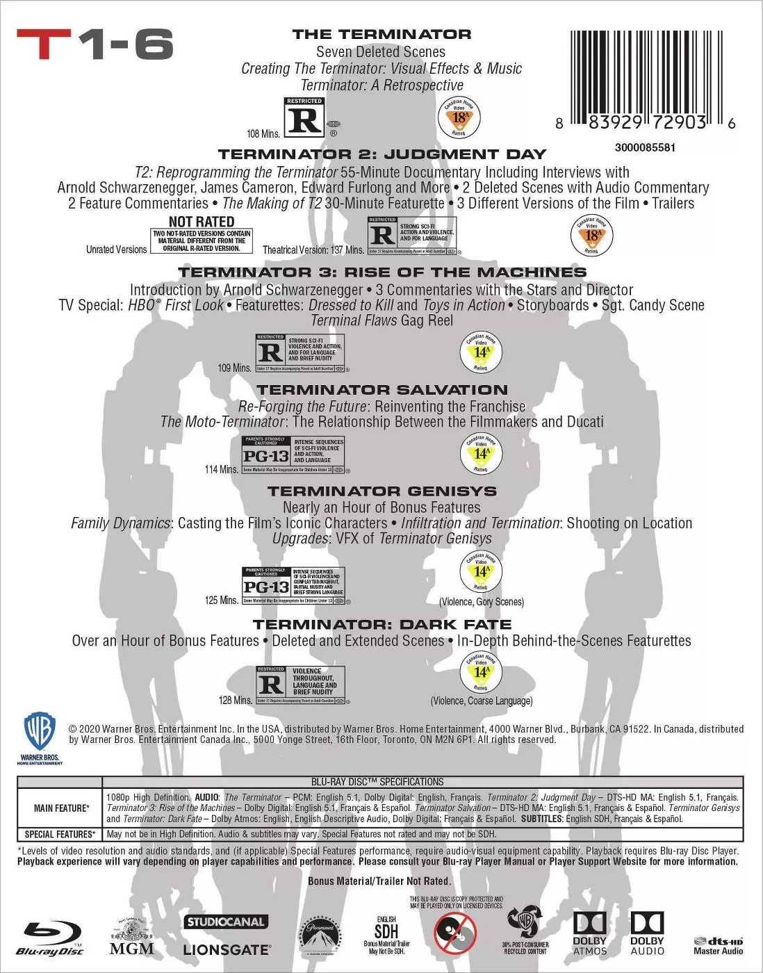 THE TERMINATOR: 6 - Film Collection [BLU-RAY + DVD] | TheTerminatorFans.com